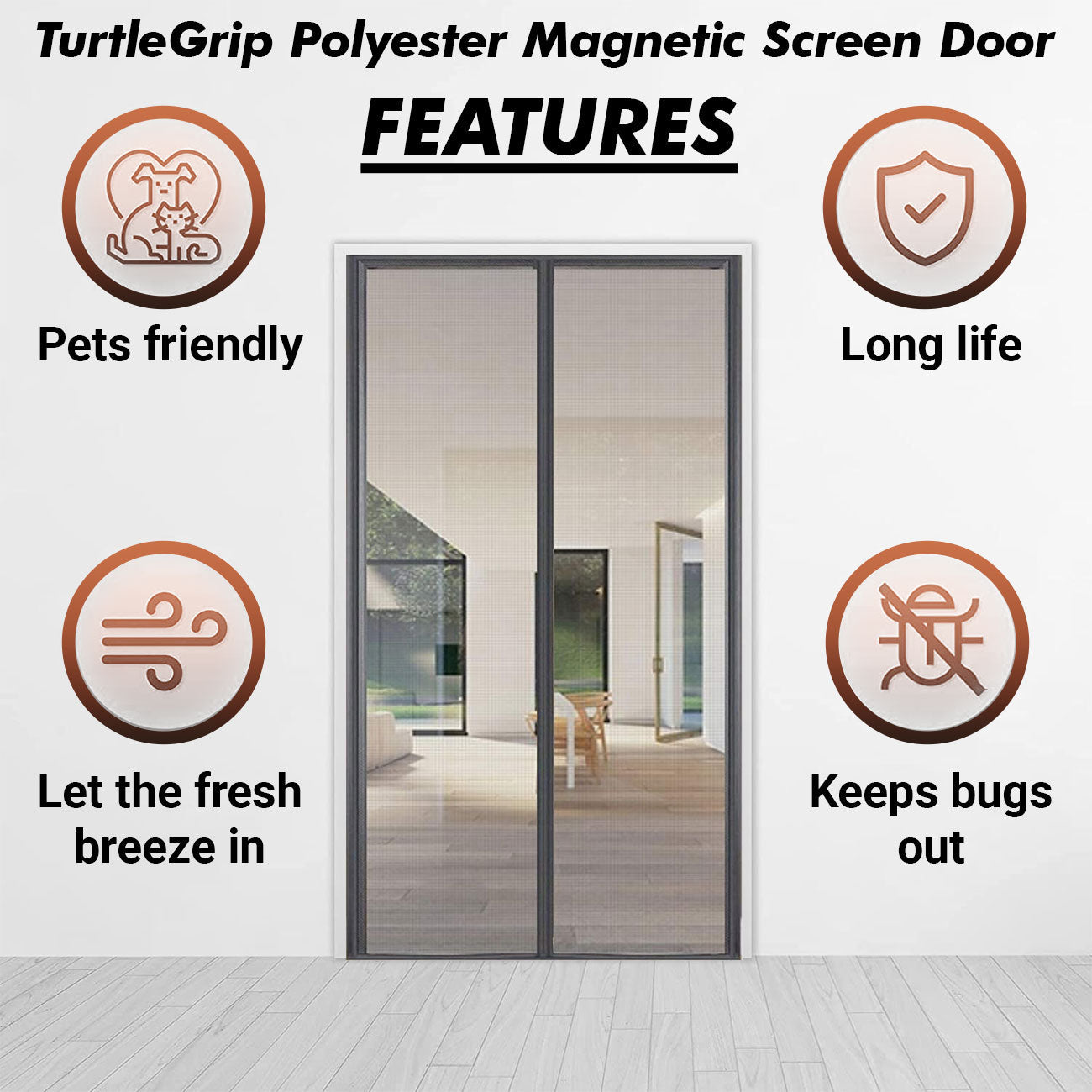 Turtlegrip Polyester Door Mosquito Net Brown – TurtleGrip